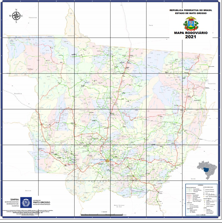 MAPA RODOVIÁRIO MT 2021